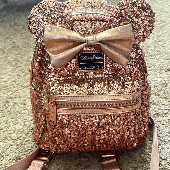 Loungefly | Bags | Rose Gold Minnie Mouse Loungefly Backpack Mini With ...